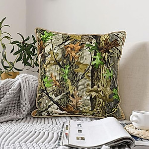 Augenstern Zippered Pillow Protectors Cover Case Leafs-Camo-Hunting Decorative Throw Pillow Cover Square Cushion Case 18"X18"