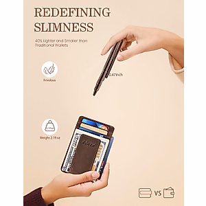 kinzd Money Clip, Front Pocket Wallet, Leather RFID Blocking Strong Magnet thin Wallet (Crazy Horse dark brown)