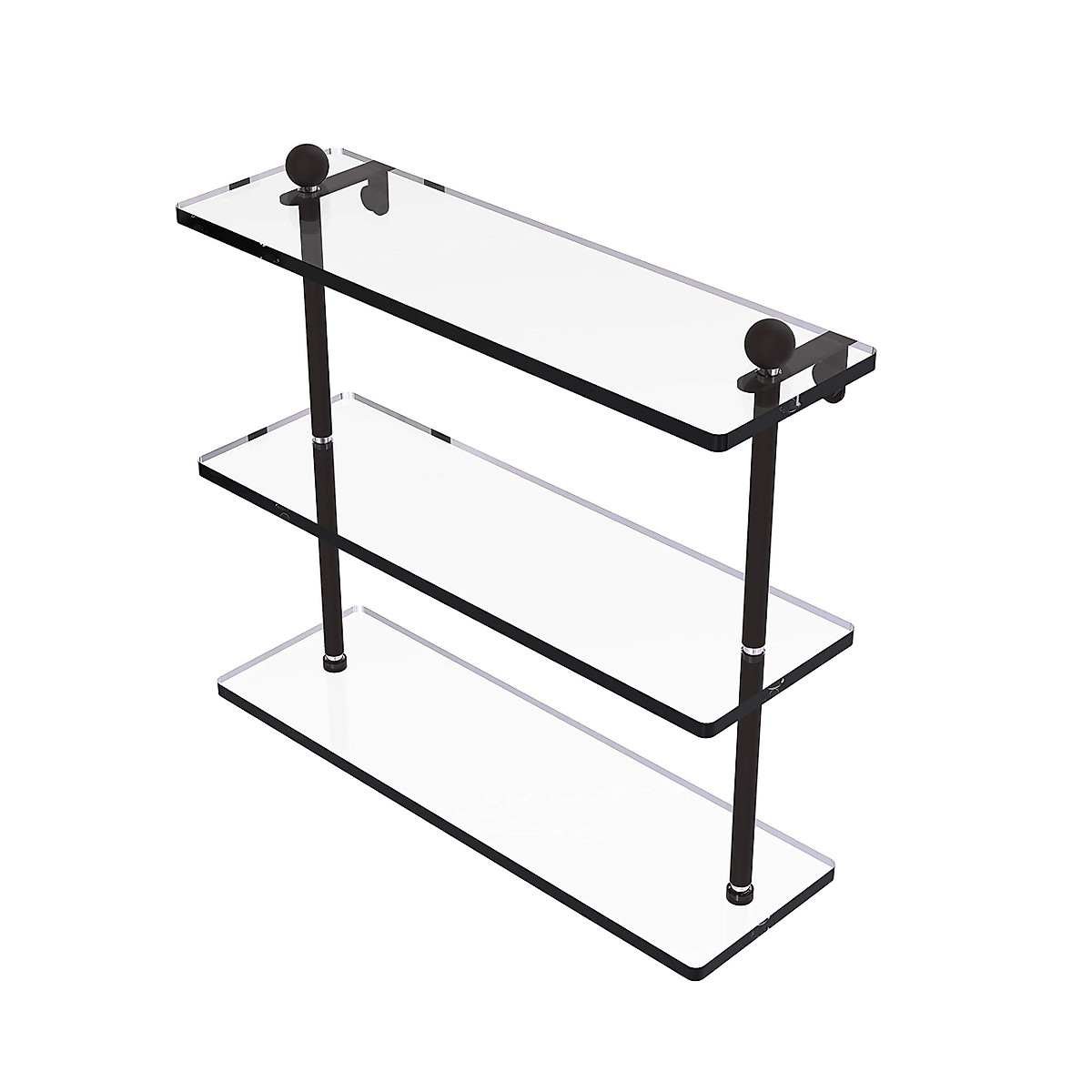 Allied Brass PR-5/16 16 Inch Triple Tiered Glass Shelf, Oil Rubbed Bronze