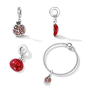 Delicate Pomegranate Pendant Charm 925 Sterling Silver Charm Fits For Pandora Bracelet Necklace