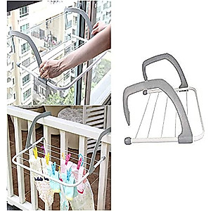 ZyHMW Clothes Airer Home Folding Adjustable Radiator Towel Clothes Drying Rack Pole Airer Dryer Drying Rack 5 Rail Balcony Telescopic Laundry Holder，Folding Airer (Color : Gray, Size : 50X28cm)