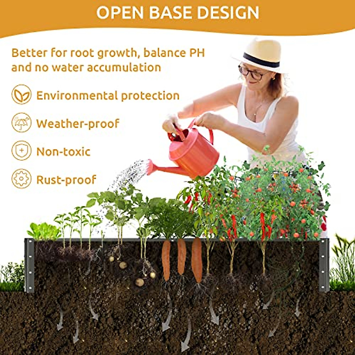 UDPATIO Galvanized Raised Garden Bed 6x3x1 FT, Outdoor Metal Planter Boxes for Planting Vegetables, Flowers, Herbs and Fruits, Gardening Deep Roof Planter Steel Kit, Dark Grey