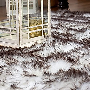 Faux Fur Shag Rug Extra Soft Fluffy Carpet for Any Room Decor 2' x 3' White & Black Tips