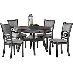 New Classic Furniture Gia 5-Piece Round Dining Set with 1 Dining Table and 4 Chairs, 47-Inch, Gray
