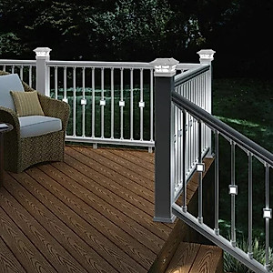 LamQee White Solar Post Caps Solar Post Lights Outdoor Waterproof Warm/Cool White 2 Modes Post Cap Lights for Deck Solar Powered Led Post Cap for Vinyl Fence Post Solar Lights 4X4 8 Packs