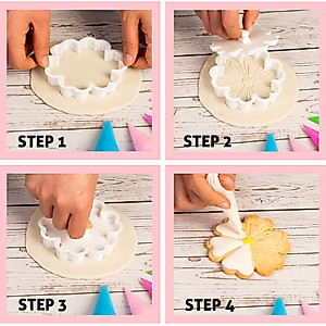 Flycalf Cookie Cutter Mom Mother Heart Gifts Baking Dough Tools with Plunger Stamps Handle Detailed Cake Decor Plastic Cutter Molds Party 3.5" Kitchen Supplies