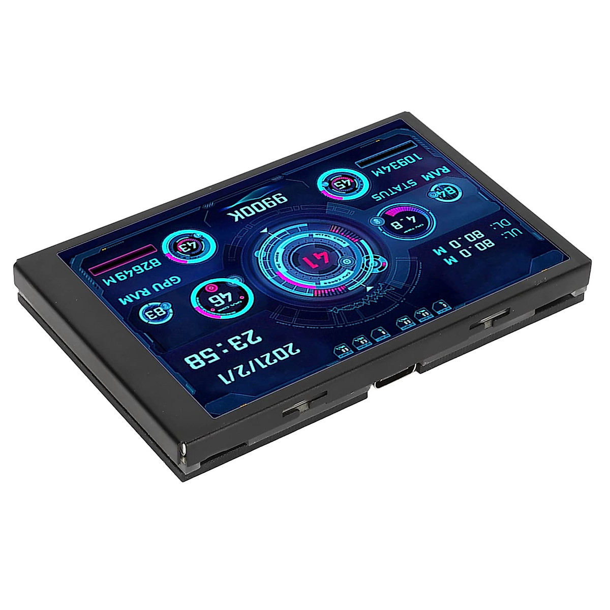 3.5 Inch Computer Temp Monitor, PC Sensor Panel Display PC Temperature Display IPS Full View Display Small Screen for AIDA64 PC CPU Hard Disk Data Monitor (Black)