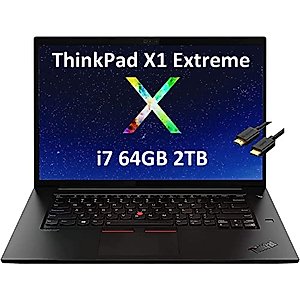 Lenovo ThinkPad X1 Extreme Gen 3 15.6" FHD (Intel 6-Core i7-10750H, 64GB RAM, 2TB PCIe SSD, GTX 1650 Ti) Mobile Workstation Laptop, 2 x Thunderbolt 3, Backlit, Fingerprint, IST HDMI, Win 11 Pro