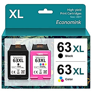 63 Black Color Combo Pack,Economink Remanufactured Ink Cartridge Replacement for HP 63 XL for OfficeJet 3830,5252,4650,5258,4655,4652,5255,Envy 4520,3634,DeskJet 3636,1111,3630,1112,3637,3632 Printer