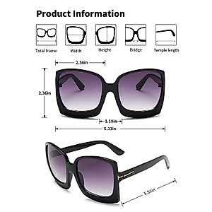 SINBRLAI Women's Oversized Sunglasses Trendy Square Sun Glasses Retro Leopard Large Frame Big Sunglasses Womens UV400 Protection