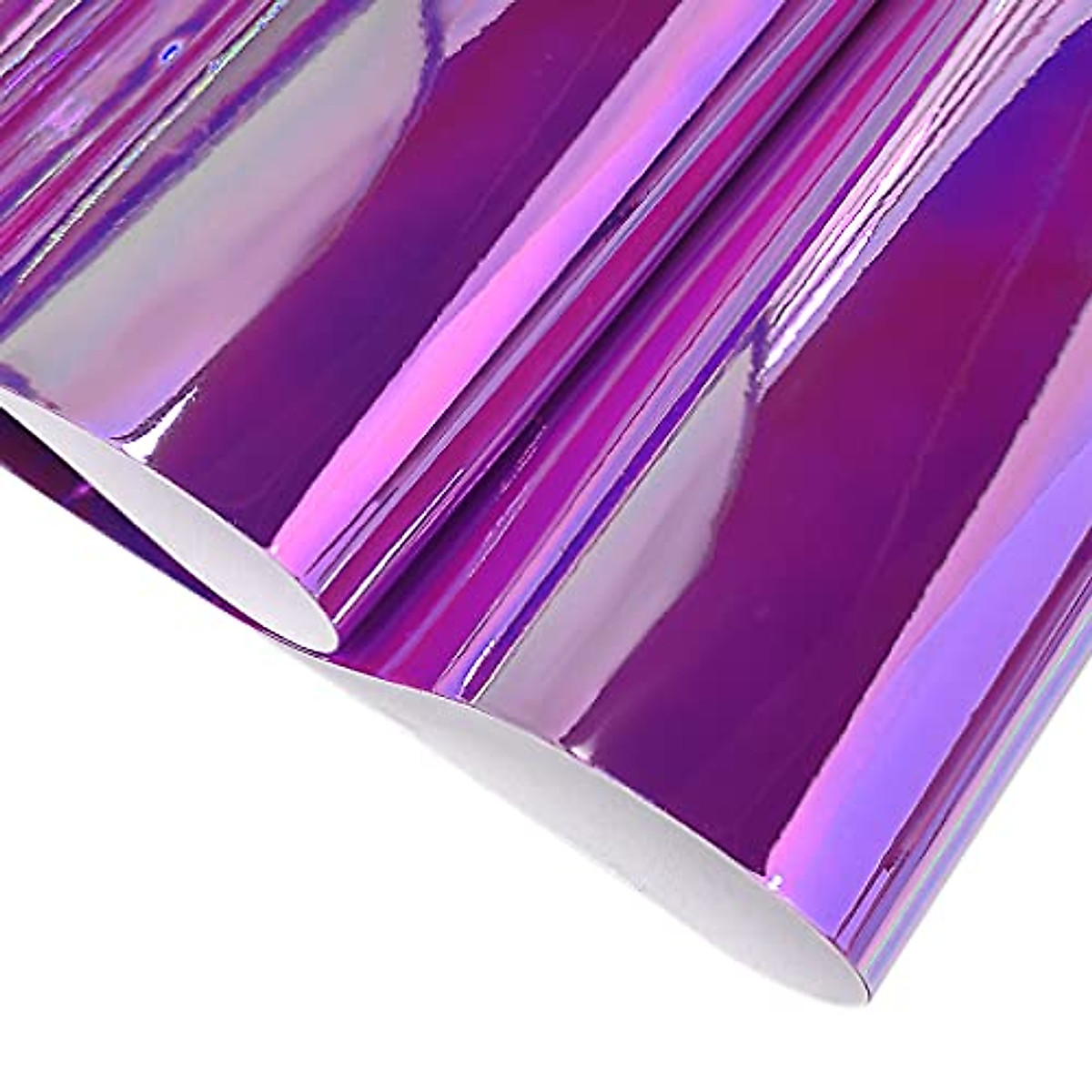HYANG Holographic Iridescent Mirror Laser PU Faux Leather Sheets 1 Roll 12"X53"(30cmX135cm), Faux Leather Very Suitable for Crafts Making Leather Earrings, Bows, Handbag ，Sewing (Purple)