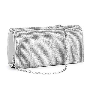 Labair Rhinestone Clutch Purse for Women Sparkly Evening Bag Wedding Formal Prom Handbag,Silver
