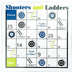 Fairly Odd Novelties Shooters & Ladders Drinking Fun Shot Glasses Party Game Gift, 7 Piece Set, Clear