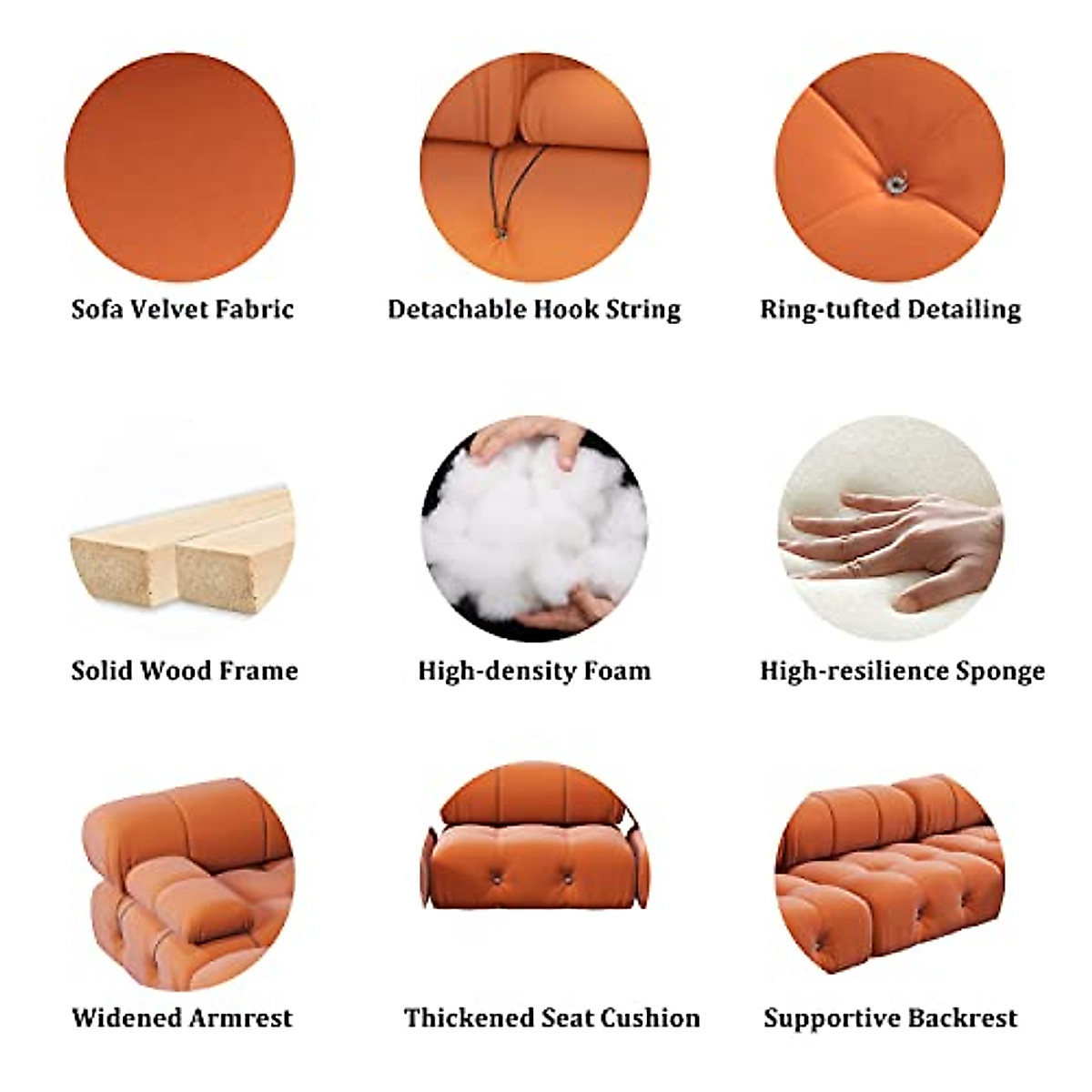 Sdorens Modern Velvet Sectional Sofa, L Shape Minimalist Modular Sofa Couch, Convertible Sofa Couch for Living Room, Apartment