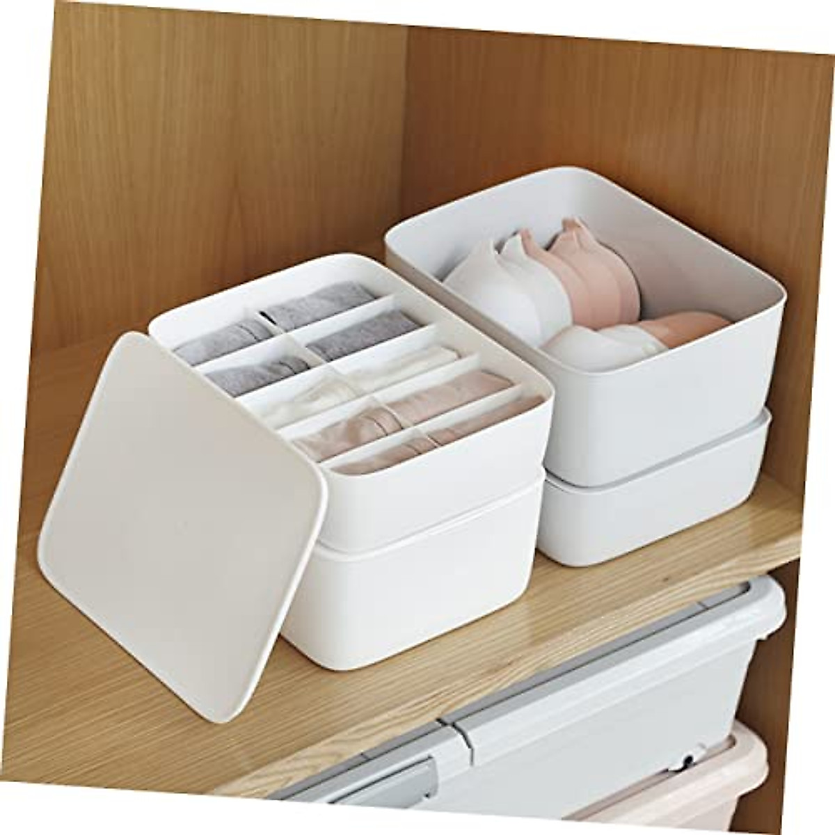 Zerodeko Box Plastic Storage Boxes Plastic Baskets Vanity Storage Organizer Bra Drawer Organizer Panties Drawer Organizer Underwear Storage Box Storage Basket Stackable Basket Divider Sock