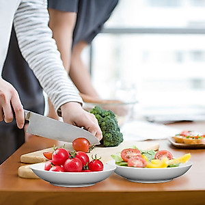 ALLUSEIT Pasta Bowls, 6pcs/28oz Bone Porcelain Bowls Set for Soup and Salad, White Ceramic Serving Bowls and Plate for Kitchen, Wide & Shallow, Microwave & Dishwasher Safe, Φ8inch