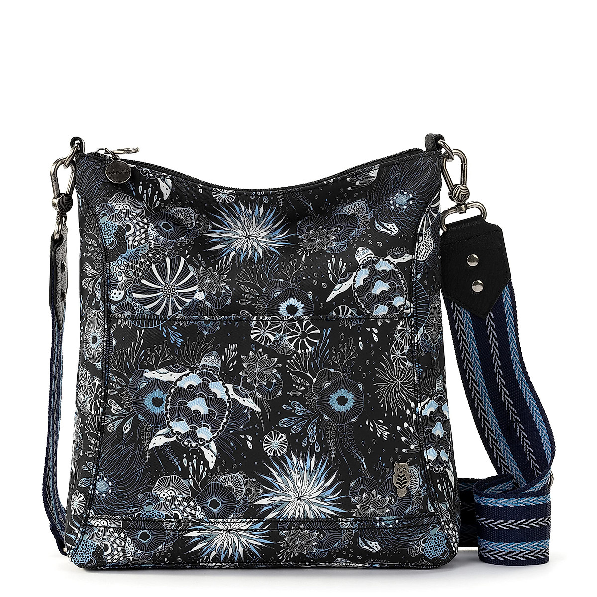 The Sak Lucia Crossbody in Eco Twill, Convertible Purse with Adjustable Strap, Midnight Seascape