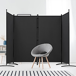Spurgehom Room Divider 4 Panel Folding Partition Privacy Screens, Freestanding Fabric Room Panel Portable Room Partition Wall Dividers for Home Office Room Restaurant, 136" W X 72" H (Black)