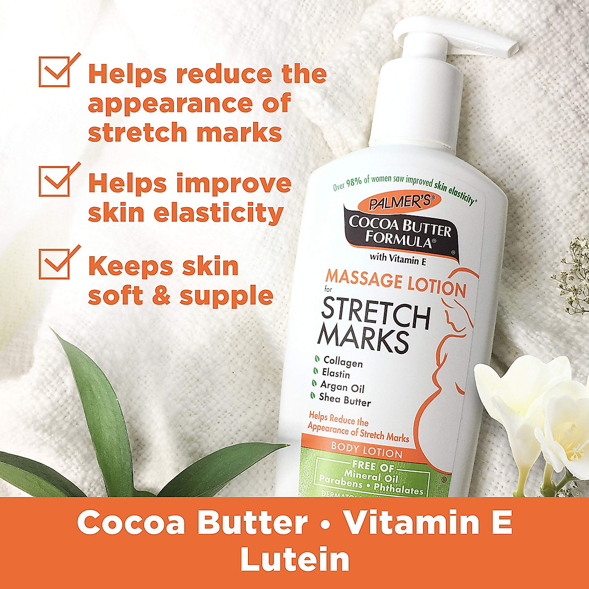 Palmer's Cocoa Butter Formula Massage Lotion For Stretch Marks with Vitamin E and Shea Butter Women Body Lotion, 8.5 Ounce (Pack of 2)