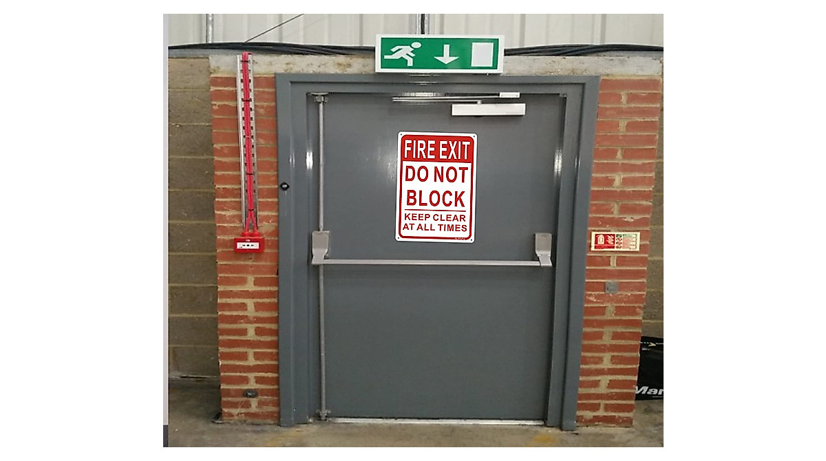 Fire Exit Sign Do Not Block Doors - Rugged Aluminum 2 Pack