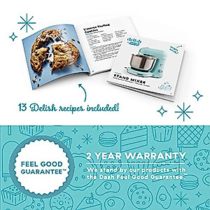 Delish by DASH Compact Stand Mixer, 3.5 Quart with Beaters & Dough Hooks Included - Blue