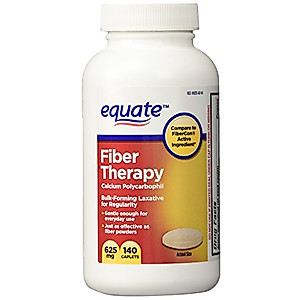 Equate Fiber Laxative Fiber Therapy For Regularity Caplets, 140-Count Bottle
