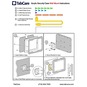 TABcare Anti-Theft Acrylic VESA Enclosure for Galaxy TAB A7 Lite 8.7" SM-T220 Tablet with Free Wall Mount Kit & 90-Degree Angle USB C Cable (TAB A7 Lite, Black)