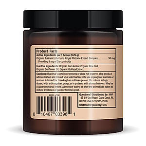 Bark & Whiskers Organic Curcumin, 2.64 Oz. (75 g), 300 Scoops, Promotes Mobility & Joint Health, Veterinarian Formulated, Non-GMO, Certified USDA Organic, Dr. Mercola