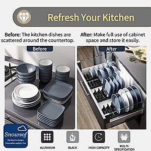 Snowsof Dish Drying Rack, Stainless Steel Adjustable Bowl Plate Drainer, Pot Lid Holder, Plate Organizer for Cabinet for Cutting Boards, Cooling Racks, Pots & Pans (Bowl Drying Rack,17.7 inch)