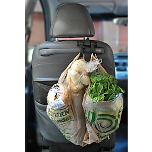 Maxsa 25526 Headrest Hanger 2 Hook Organizer for Bags, Purses and Car Storage, Black