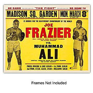 Muhammad Ali Wall Art Poster Set - Bar Wall Decor - Gym Wall Decor - Motivational Sports Decor - African American Wall Art - Man Cave Decor - Boxing Posters- Gifts for Men Boys - Black Art