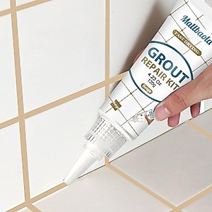 Mallbaola Tile Grout Repair Kit, 2 Pack Beige Grout Filler Tube, Grout Paint for Bathroom Shower Kitchen Floor Tile, Tile Grout Sealer for Restore and Renew Tile Line, Gaps, Grout Pen(Beige, 8.47 oz)