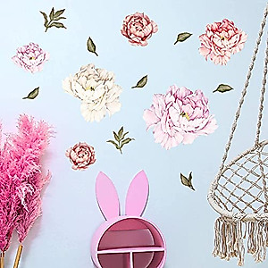 Removable Creative 3D Flower Wall Decal DIY Flowers Wall Decor Floral Wall Peel and Stick Sticker for Girls Teens Nursery Babys Bedroom Living Room Home Offices Kids Room Decoration (Peony)