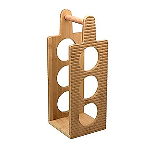JB Home Collection 4574, Bamboo Wood 3 Bottle Wine Rack Display Stand for Table Countertop, Preassembled
