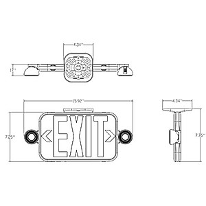LIT-PaTH LED Combo Emergency EXIT Sign with 2 Adjustable Head Lights and Back Up Batteries- US Standard Red Letter Emergency Exit Lighting, UL 924 and CEC Qualified, 120-277 Voltage, 1-Pack