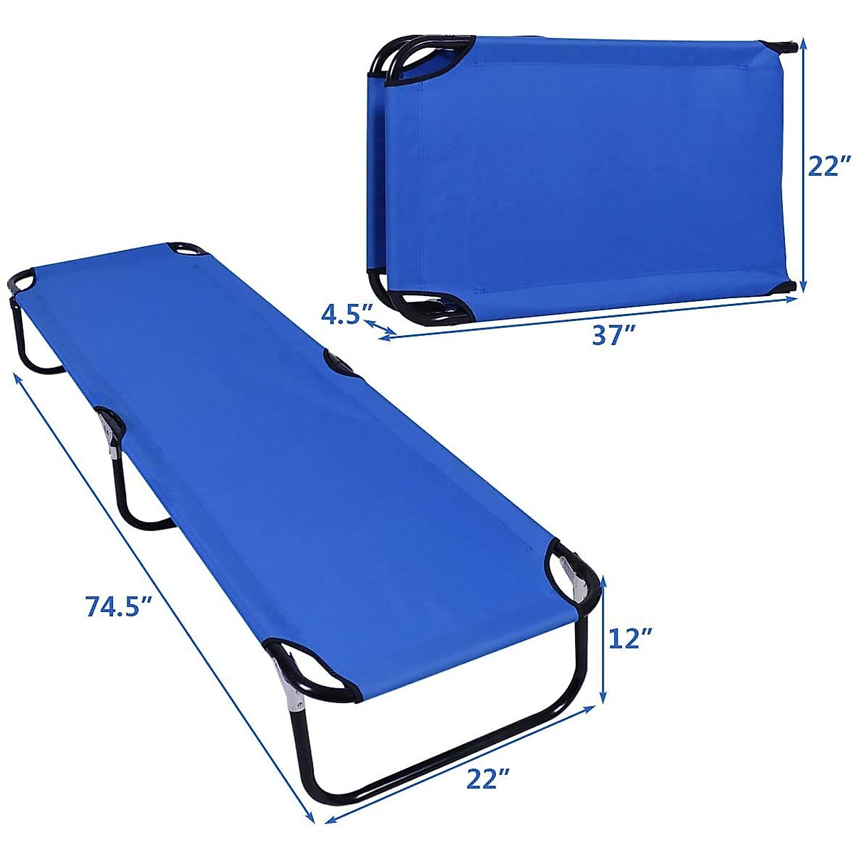 GOFLAME Folding Camping Cot, Portable Collapsible Sleeping Bed, Weight Capacity to 300 lbs, Camping Bed Cots for Indoor and Outdoor Use