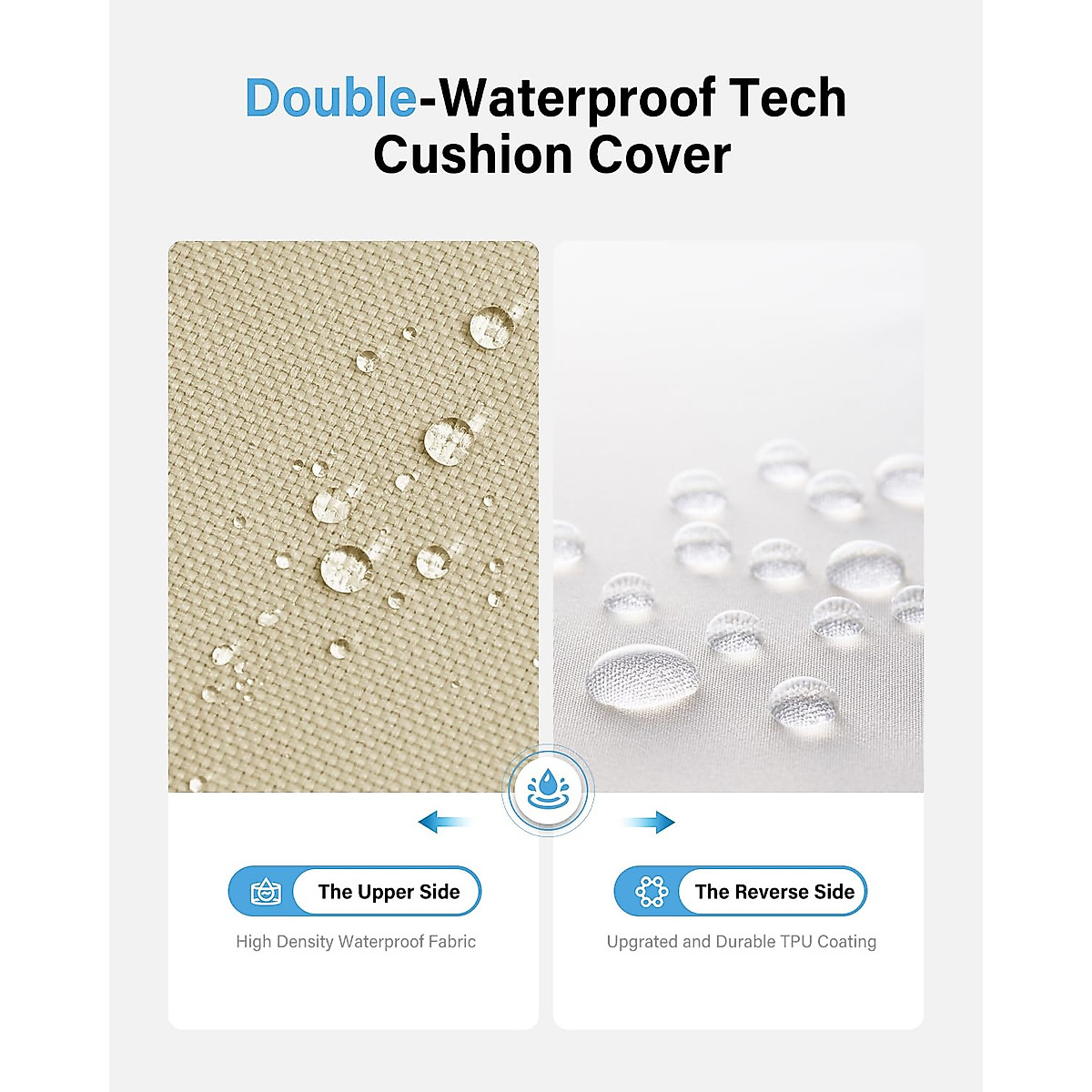 YEFU Outdoor Deep Seat Cushion Set, Double Waterproof Tech Fade Resistant Outdoor Chair Cushions, Patio Furniture Cushions with Straps for Chair Sofa Couch, 24x24 Inch, Beige