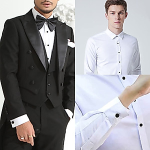 Zealmer 6pcs Men's Cufflinks and Tuxedo Studs Set with Boxes Stainless Steel Cuff Links Shirt Studs Tuxedo Buttons Jewelry Accessories Gifts for Men Wedding Anniversary, Business and Daily Life