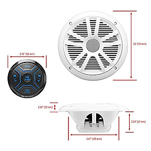 BOSS Audio Systems MG250W.64 Marine Speakers and Gauge Receiver (Built-in 4 CH Amplifier) Package – IPX6 Weatherproof, Bluetooth Audio, No CD, USB, Aux-in, 6.5 Inch Speakers, Full Range