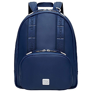 Db the Petite Mini Vegan Leather Backpack Bag with Premium Metal Zips and Detachable Shoulder Chain, Deep Sea Blue