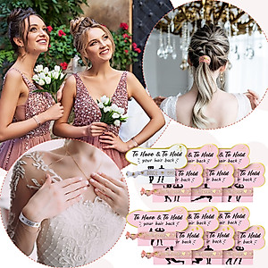 12 Pcs Wedding Bachelorette Hair Ties Party Supplies Bridesmaid Scrunchies Hair Tie with Cards to Have and to Hold Your Hair Back Bride Bridesmaid for Bridal Shower (Pink, White)