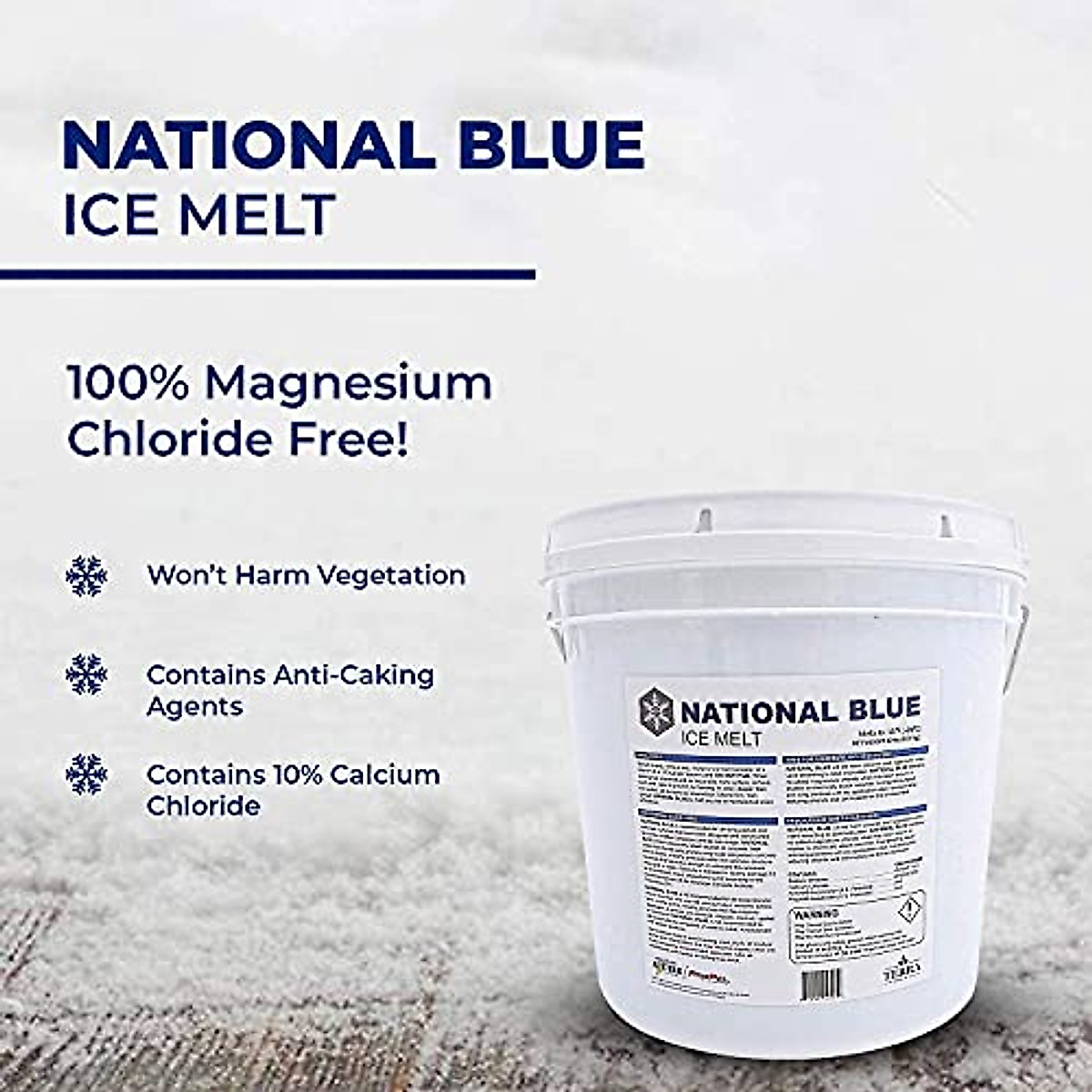 National Blue Ice Melt 20lb Bag - Fast Acting Ice Melter - Pet, Plant and Concrete Friendly, Environmentally Safe - Free of Magnesium Chloride - Melts to -15°F