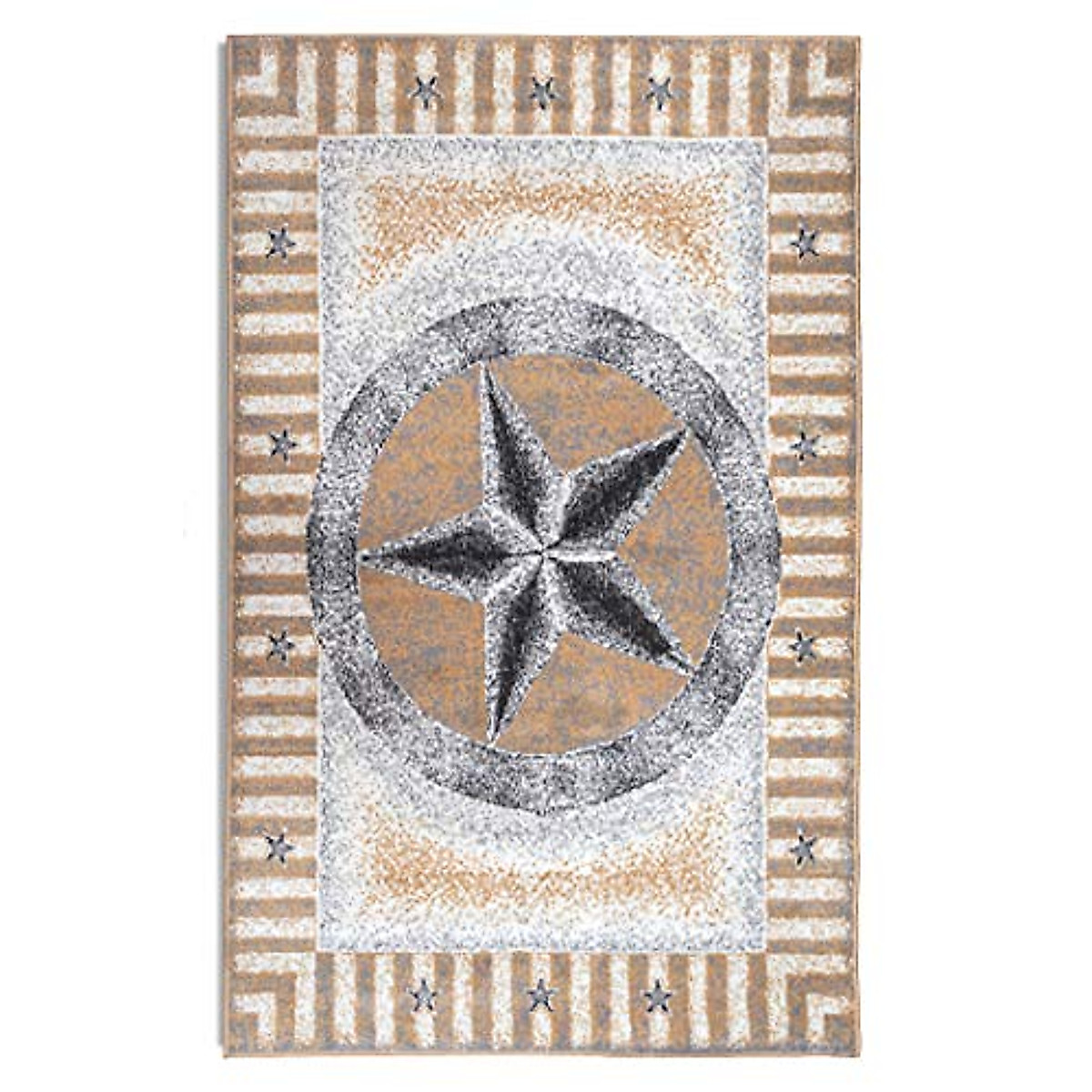 Furnish my Place Texas Star Rug - 5 ft. x 8 ft, Beige Rustic, Novelty Lone Star Rug with Border, Jute Backing