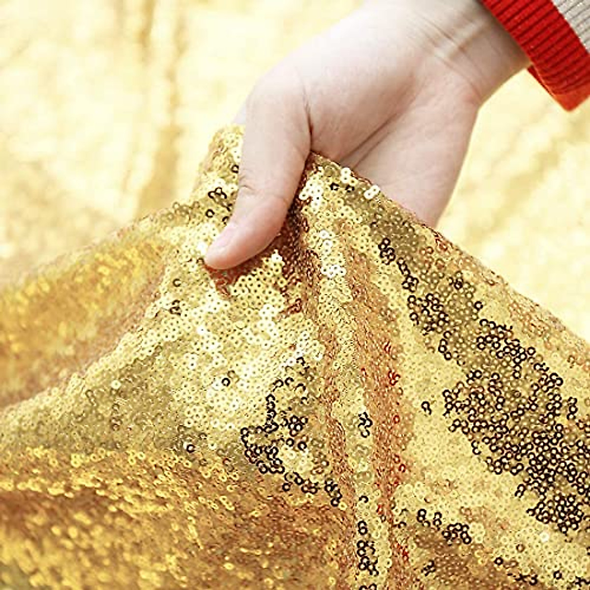 Gold Sequin Backdrop Curtain, 10Ft x 10Ft Golden Glitter Photography Background Curtains, Sequence Xmas Thanksgiving Backdrop Drapes for Wedding Party Festival Decor