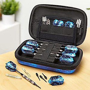 Casemaster Sentinel 6 Dart Case, Holds Extra Accessories, Tips, Shafts and Flights, Compatible with Steel Tip and Soft Tip Darts, Impact & Water Resistant Tactech Shell, Galaxy