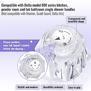 Shower Knob Replacement Compatible with Delta RP2391 Single Clear Knob Handle Kit, Shower Bathtub Tub Faucet Handle Replacement with Button and Set Screw (1)