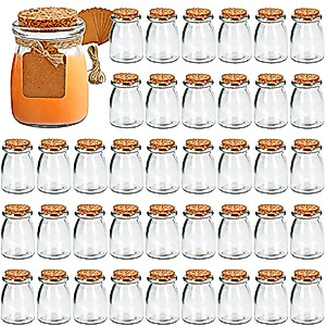 Ufrount Small Glass Decorative Bottles With Cork Lids,3.4oz Mini Yogurt Mason Jar,Set of 40,Great for Wedding Favor,DIY Projects.