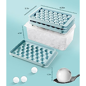 DclobTop Stackable Round Ice Cube Tray Set with Lid & Bin – Create 99PCS Round Ice Balls, Ice Trays for Freezer is Easy to Release & Sturdy– Small Pellet Ice Maker for Drinks, Coffee and Cocktails