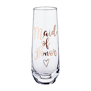 Juvale Rose Gold Stemless Champagne Glasses for Bride and Maid of Honor, 9.8 oz Wedding Flutes Gift Set (2 Pieces)