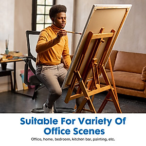 JHK Drafting Tall Home Office Standing Desk Adjustable Foot Ring and Armrest, Mid Back Mesh Computer Executive Task Chair with Ergonomic Lumbar Support for Adult, Black